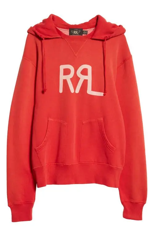 Double Rl Rrl Logo Fleece Hoodie In Faded Red - 40% Off | Editorialist